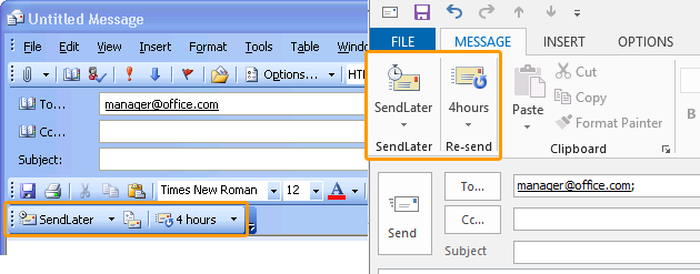 SendLater in Microsoft Outlook SendLater in Microsoft Outlook